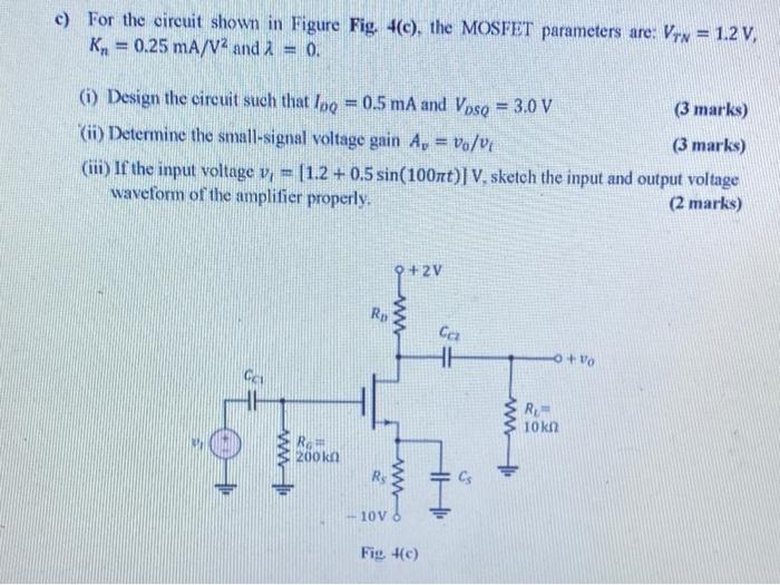 Solved c) For the circuit shown in Figure Fig. 4(c), the | Chegg.com