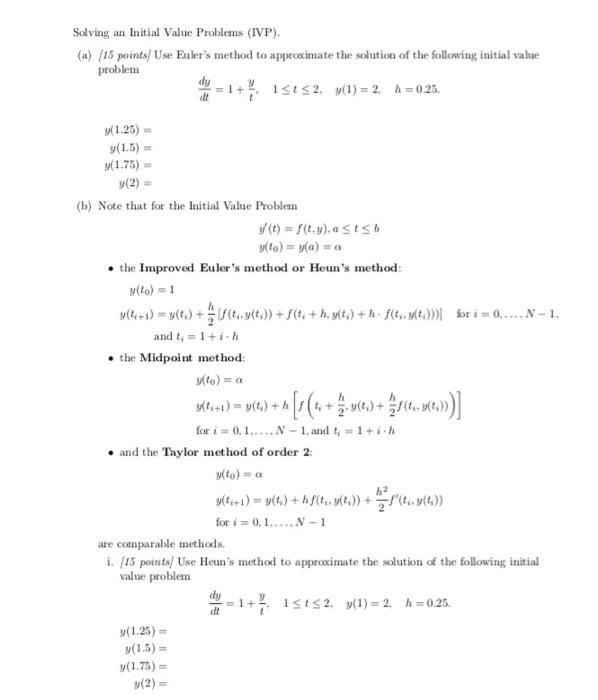 Solved Solving an Initial Value Problems (IVP). (a) (15 | Chegg.com