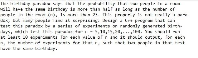 Solved The birthday paradox says that the probability that | Chegg.com