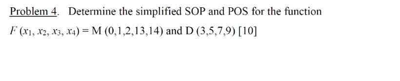 Solved Problem 4. Determine the simplified SOP and POS for | Chegg.com