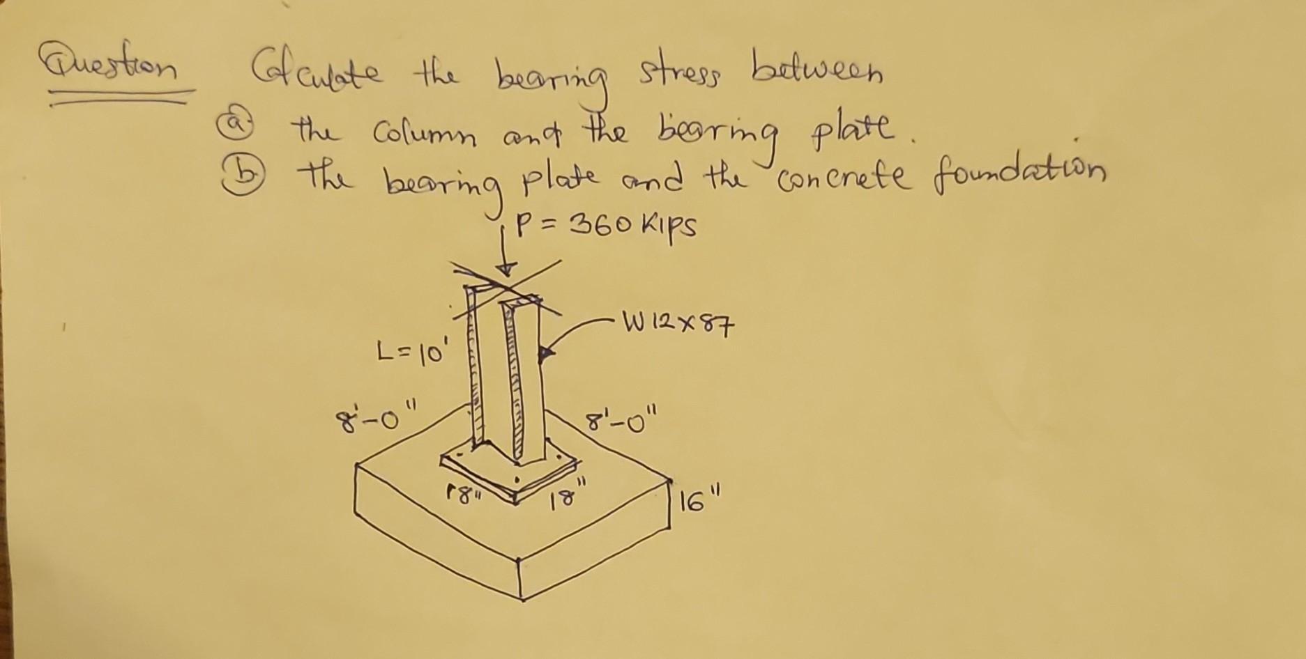 Solved vestion Clculate the bearing stress between (a) the | Chegg.com