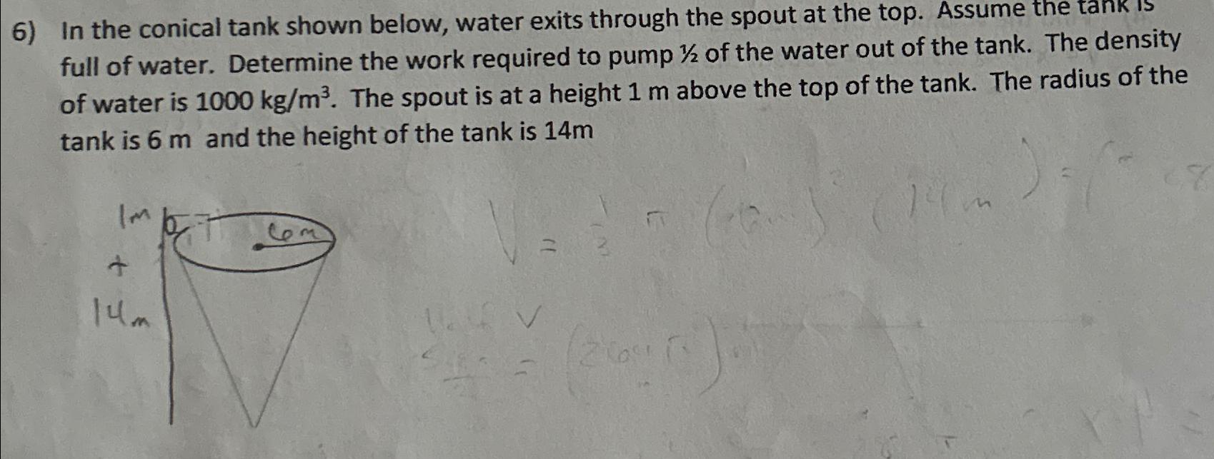 Solved In the conical tank shown below, water exits through | Chegg.com