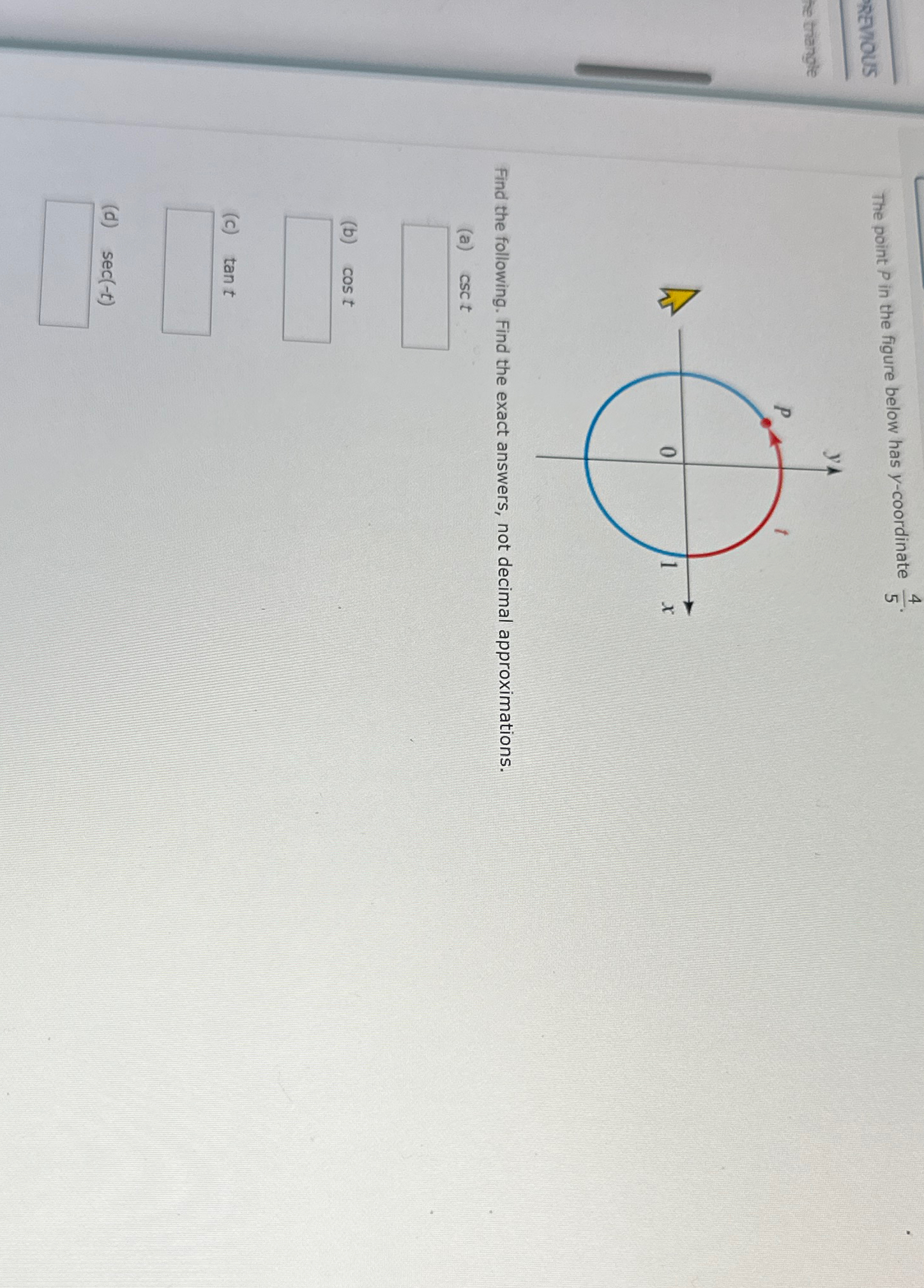 The point P ﻿in the figure below has y-coordinate | Chegg.com