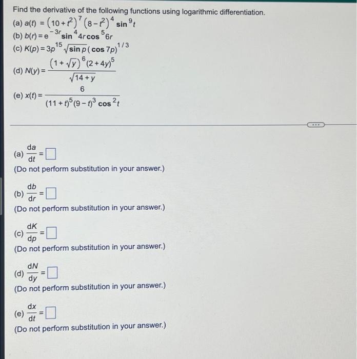 Solved Find the derivative of the following functions using | Chegg.com