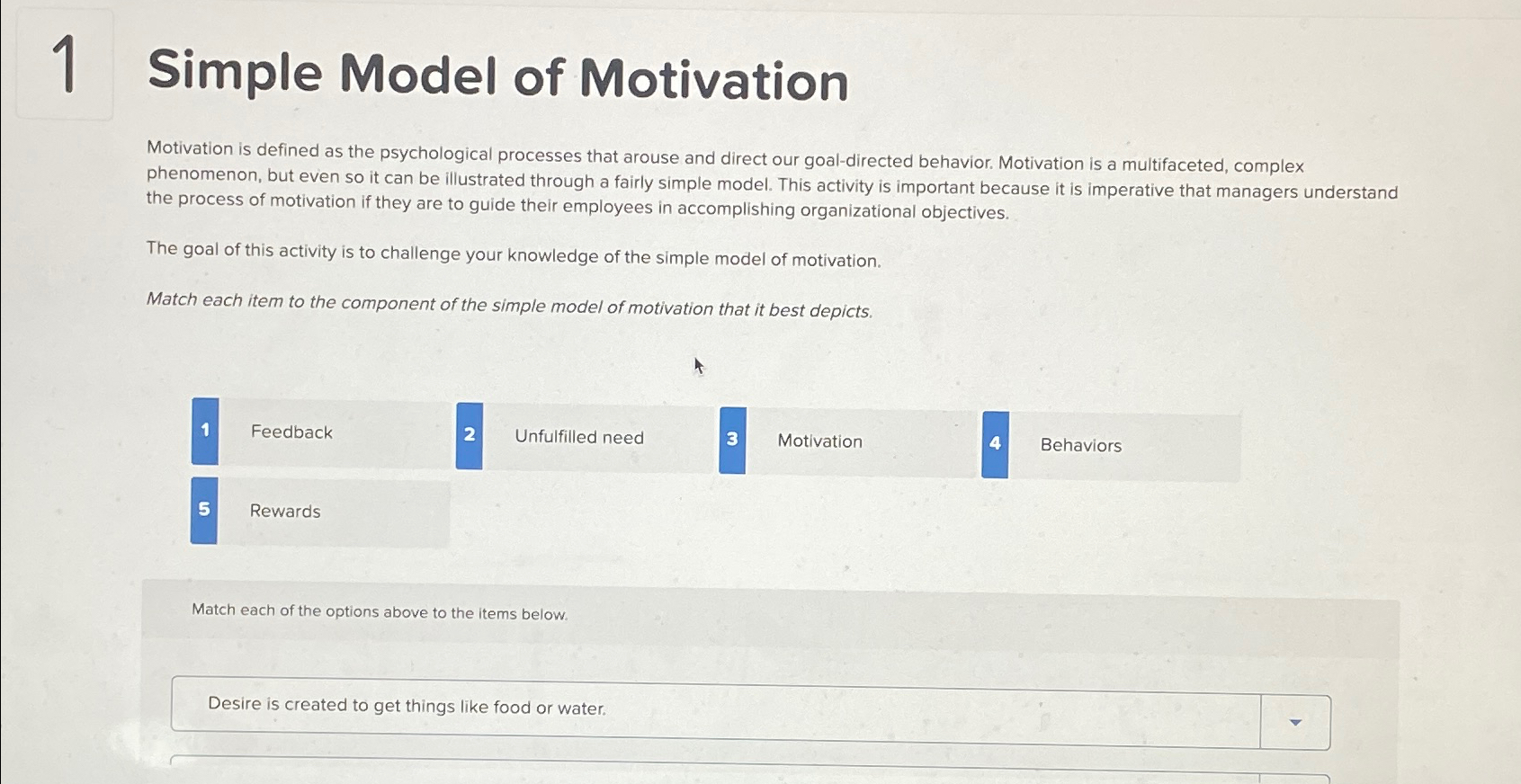 Solved 1 ﻿Simple Model of MotivationMotivation is defined as | Chegg.com