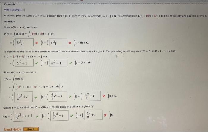 Solved Example Video Example A moving particle starts at an | Chegg.com