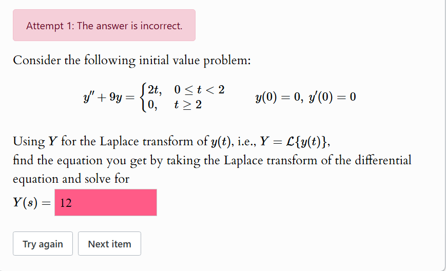 Solved Attempt 1: The answer is ﻿incorrect.Consider the | Chegg.com