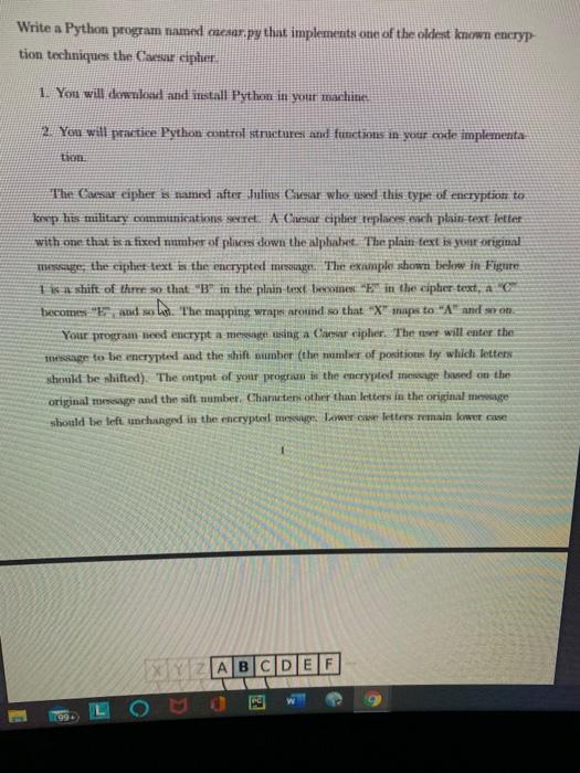Solved Write a Python program named cesar.py that implements | Chegg.com