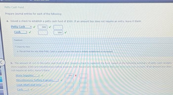 Solved Petty Cash Fund Prepare journal entries for each of | Chegg.com
