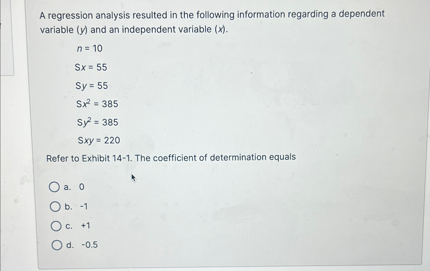Solved A regression analysis resulted in the following | Chegg.com