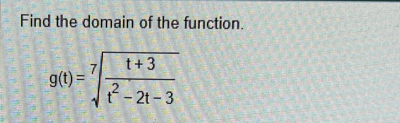 Solved Find the domain of the function.g(t)=t+3t2-2t-37 | Chegg.com