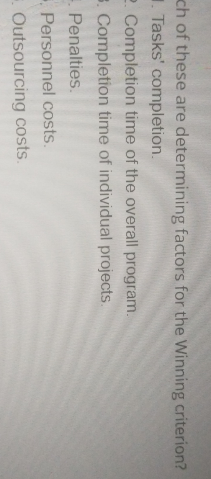 Solved ch of these are determining factors for the Winning | Chegg.com