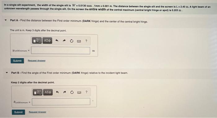 Solved The general single-slit experiment is shown in In a | Chegg.com