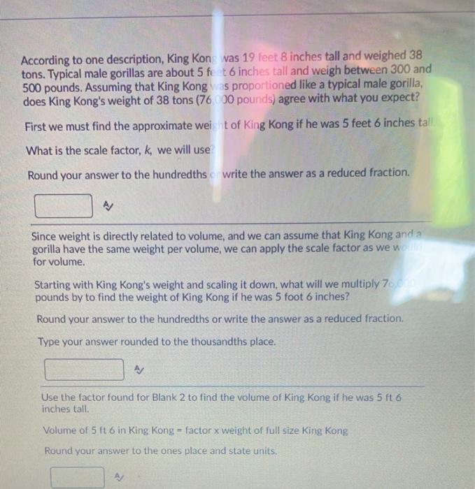 Solved According to one description, King Kon vas 19 feet 8 | Chegg.com