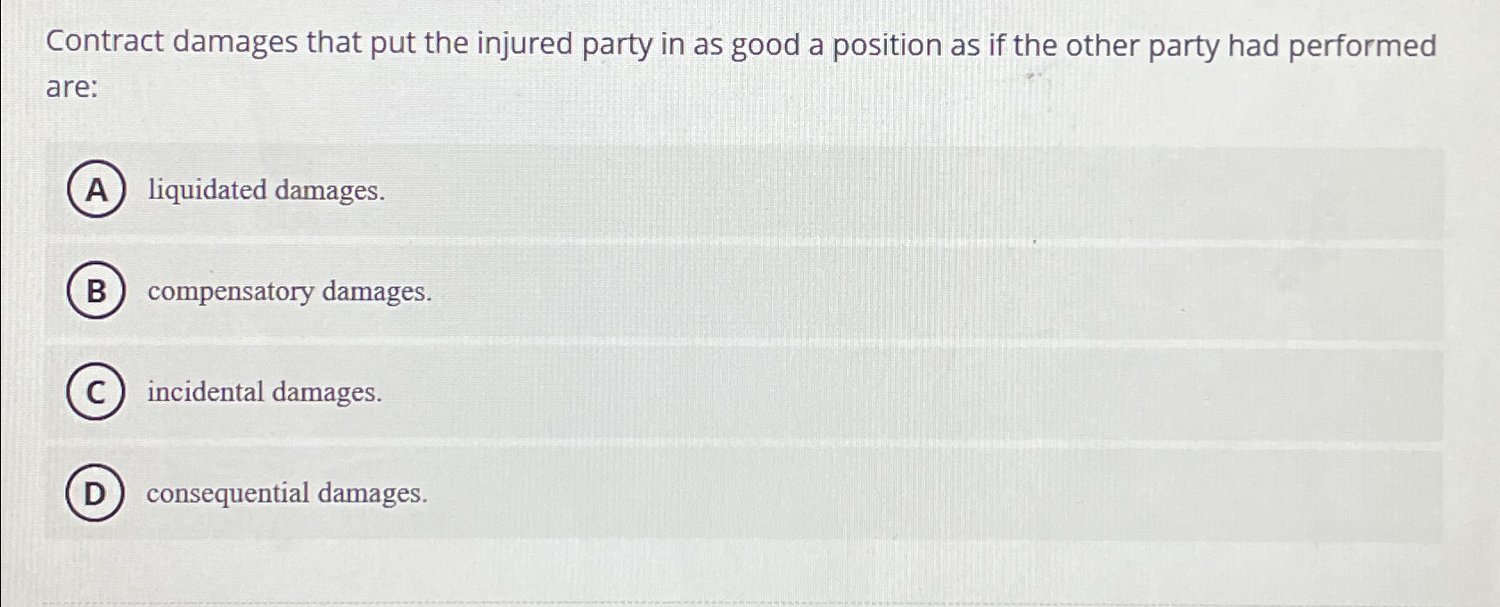 Solved Contract damages that put the injured party in as | Chegg.com