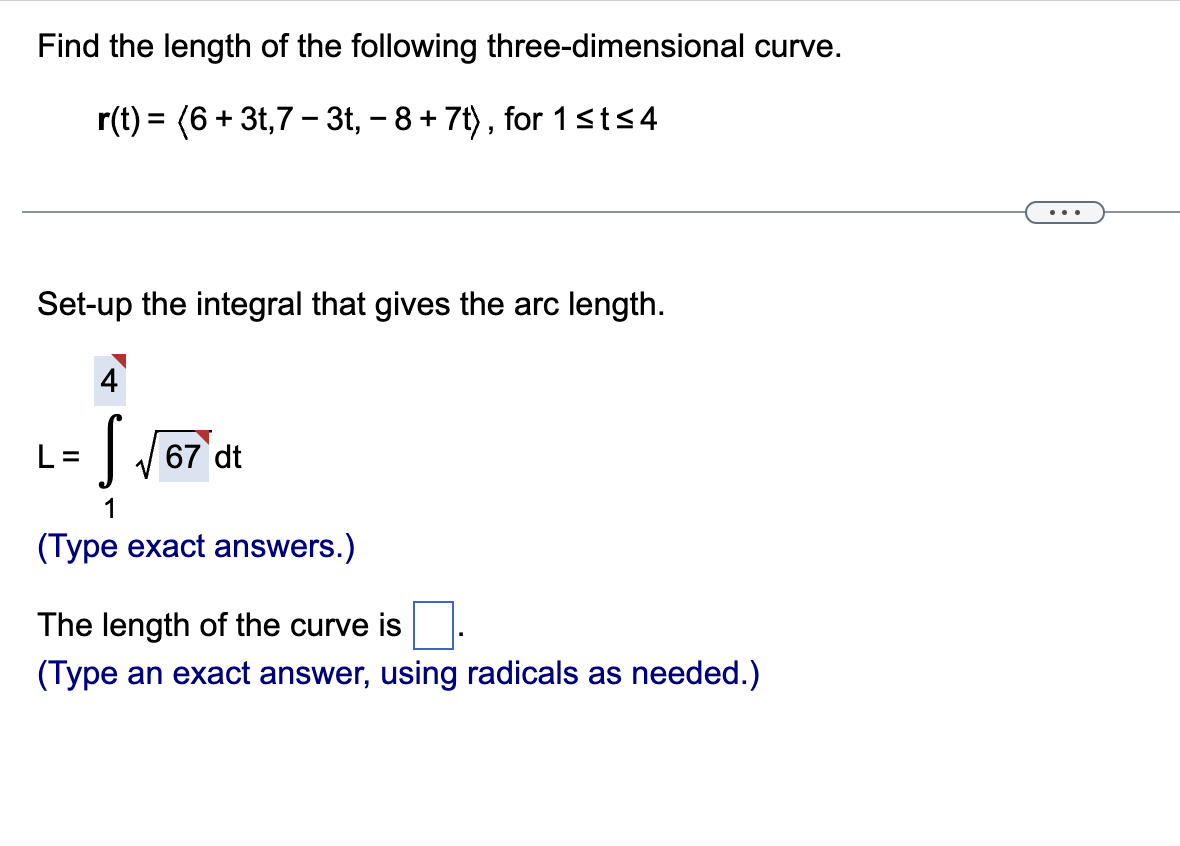 Solved Find the length of the following three-dimensional | Chegg.com
