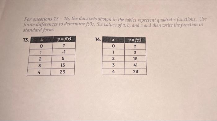 Solved For questions 13-16, the data sets shown in the | Chegg.com