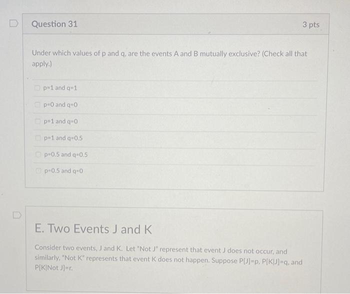 Solved Consider two events, denoted by A and B. The | Chegg.com