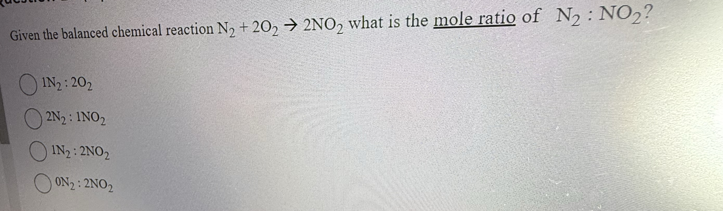 Solved Given the balanced chemical reaction N2+2O2→2NO2 | Chegg.com