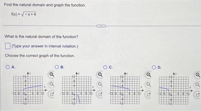 Solved Find the natural domain and graph the function. | Chegg.com