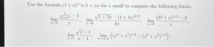 Solved Use the formula (1+x)a ≈ 1+ ax for a small to compute | Chegg.com