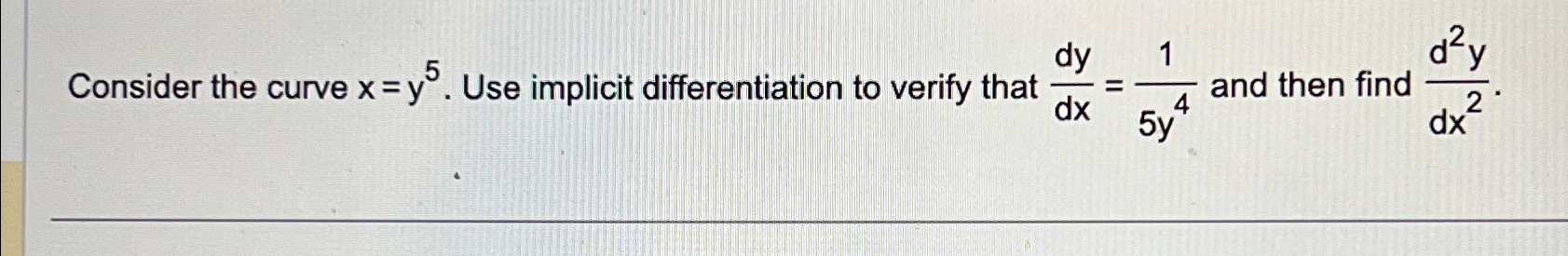 Solved Consider the curve x=y5. ﻿Use implicit | Chegg.com