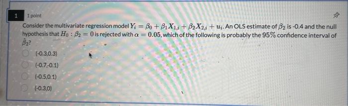 Solved Consider the multivariate regression model | Chegg.com