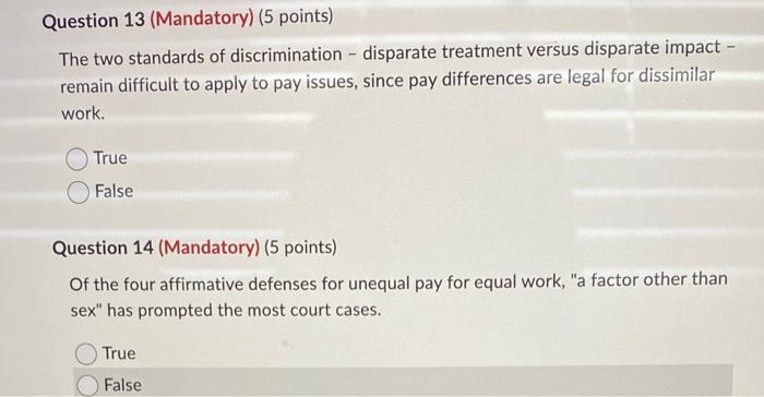 Solved The two standards of discrimination - disparate | Chegg.com