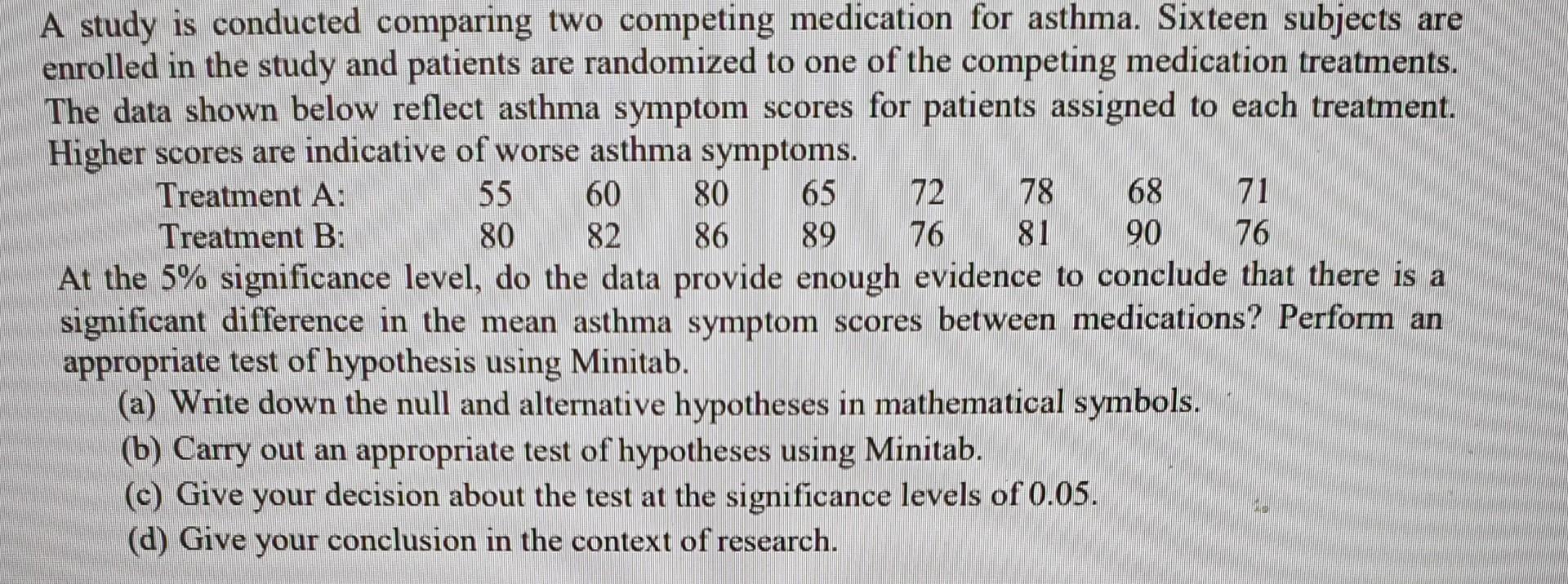 Solved A study is conducted comparing two competing | Chegg.com