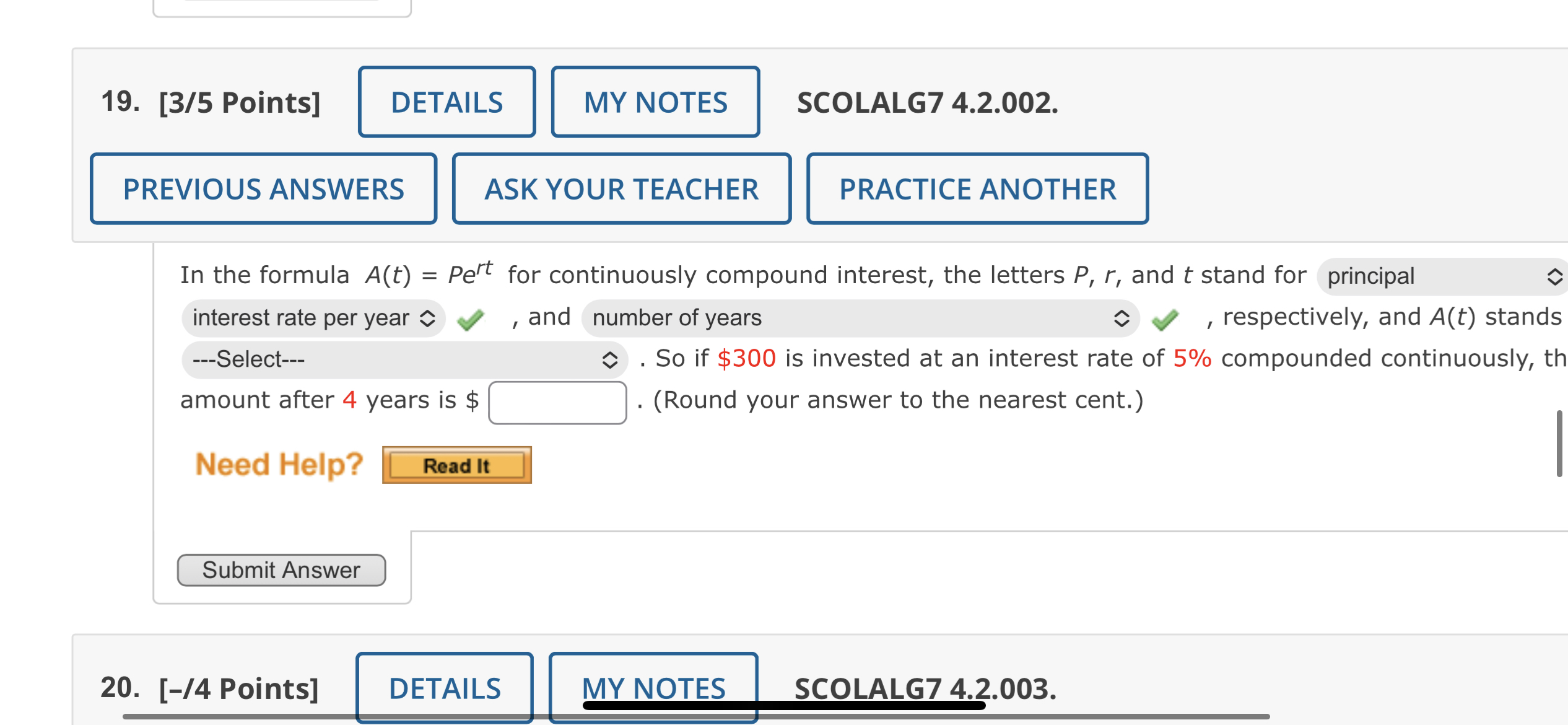 Solved [3/5 ﻿Points]SCOLALG7 4.2.002.In the formula | Chegg.com
