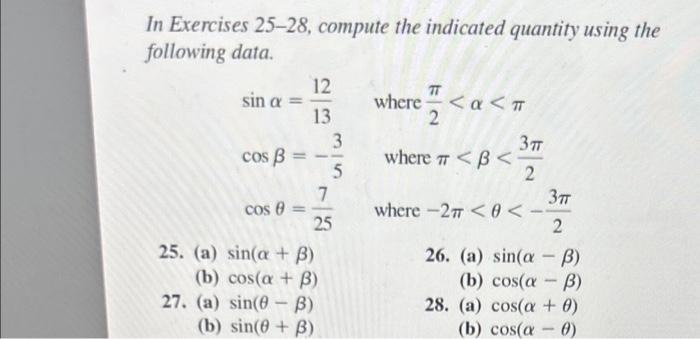 Solved In Exercises 25-28, compute the indicated quantity | Chegg.com Solved In Exercises 25-28, compute the indicated quantity | Chegg.com