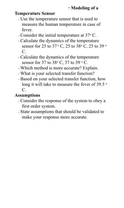 Solved Temperature Sensor - Use the temperature sensor that | Chegg.com