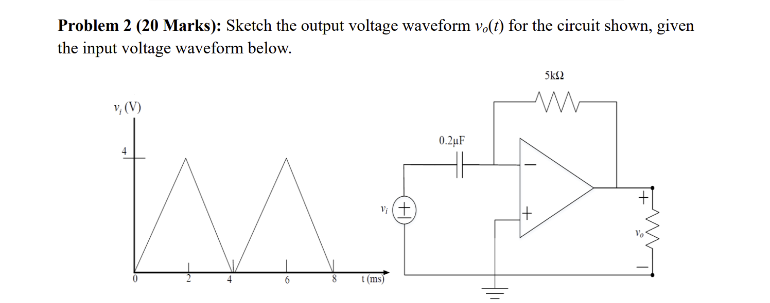Solved Problem 2 (20 ﻿Marks): Sketch the output voltage | Chegg.com