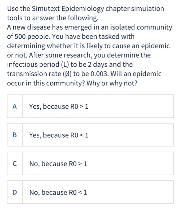 Solved Use the Simutext Epidemiology chapter simulation | Chegg.com