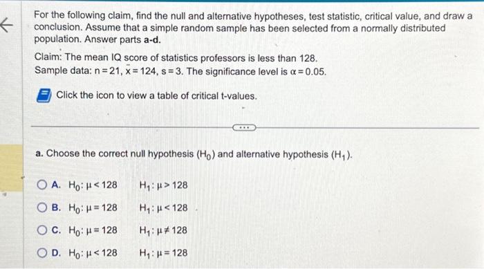 Solved For the following claim, find the null and | Chegg.com