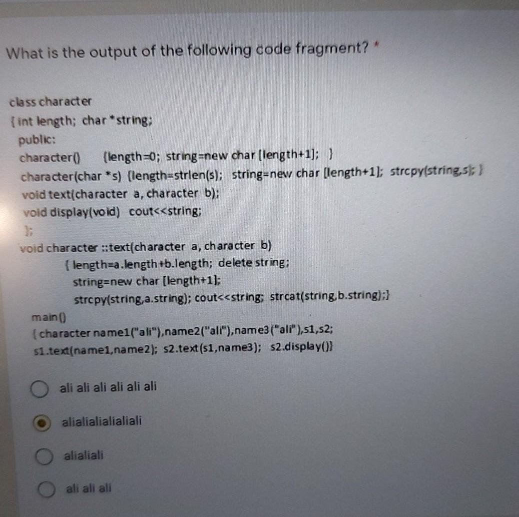 Solved What is the output of the following code fragment? | Chegg.com