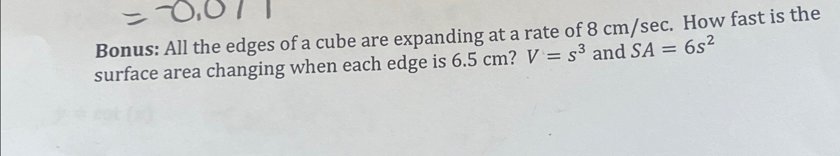 Solved Bonus: All the edges of a cube are expanding at a | Chegg.com