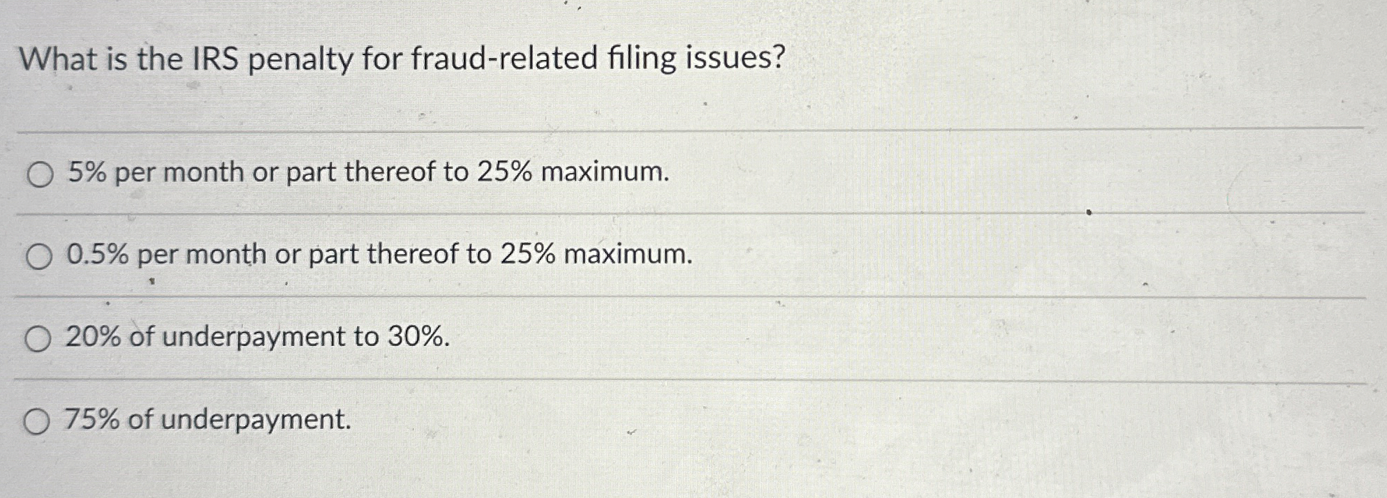 Solved What is the IRS penalty for fraud-related filing | Chegg.com