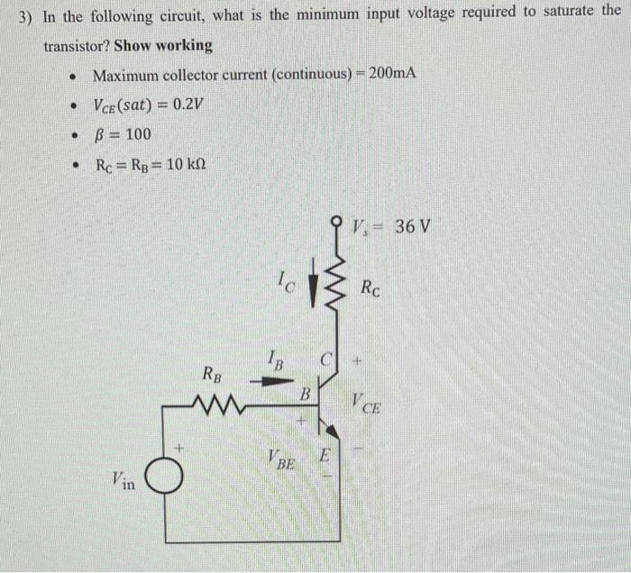 Solved 3) In the following circuit, what is the minimum | Chegg.com