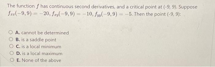 Solved The function f has continuous second derivatives, and | Chegg.com