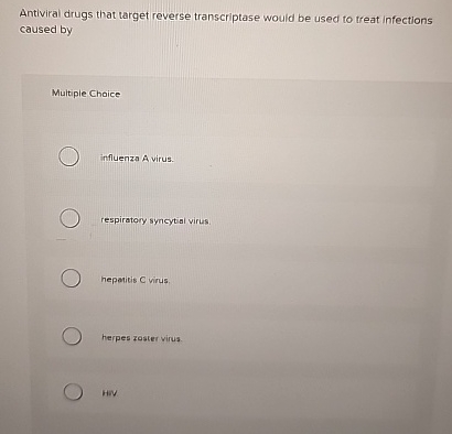 Solved Antiviral drugs that target reverse transcriptase | Chegg.com