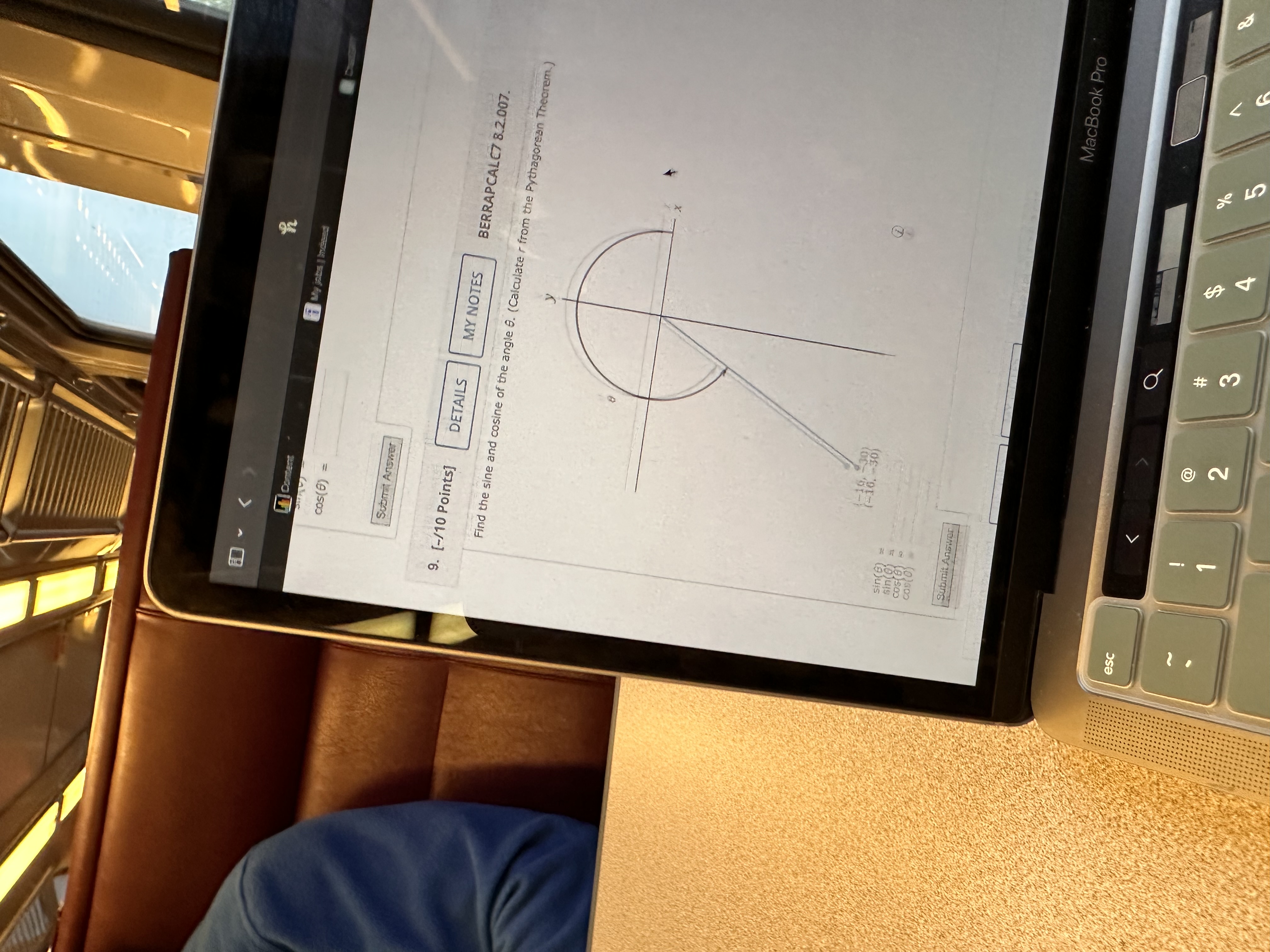Find the sine and cosine of the angle θ. (Calculate | Chegg.com