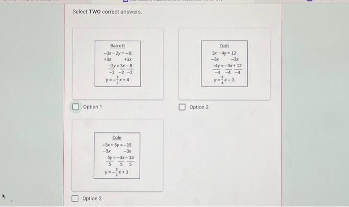Solved Select TWO correct answers. Option 1 Option 3 Barrett | Chegg.com