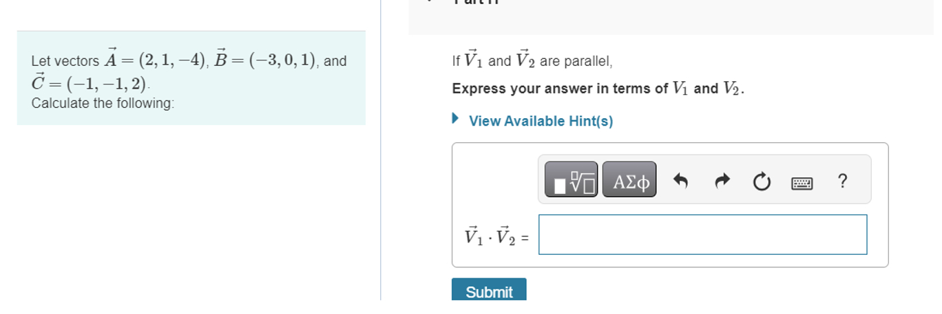 Solved Let vectors vec(A)=(2,1,-4),vec(B)=(-3,0,1), | Chegg.com