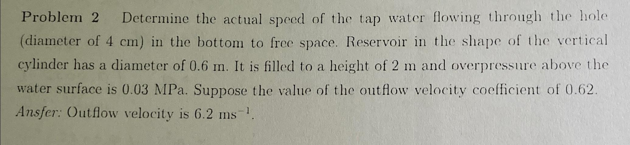 Solved Problem 2 ﻿Determine the actual speed of the tap | Chegg.com
