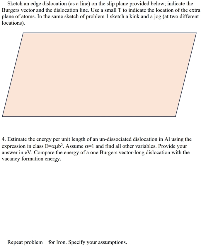 Solved Sketch an edge dislocation (as a line) ﻿on the slip | Chegg.com