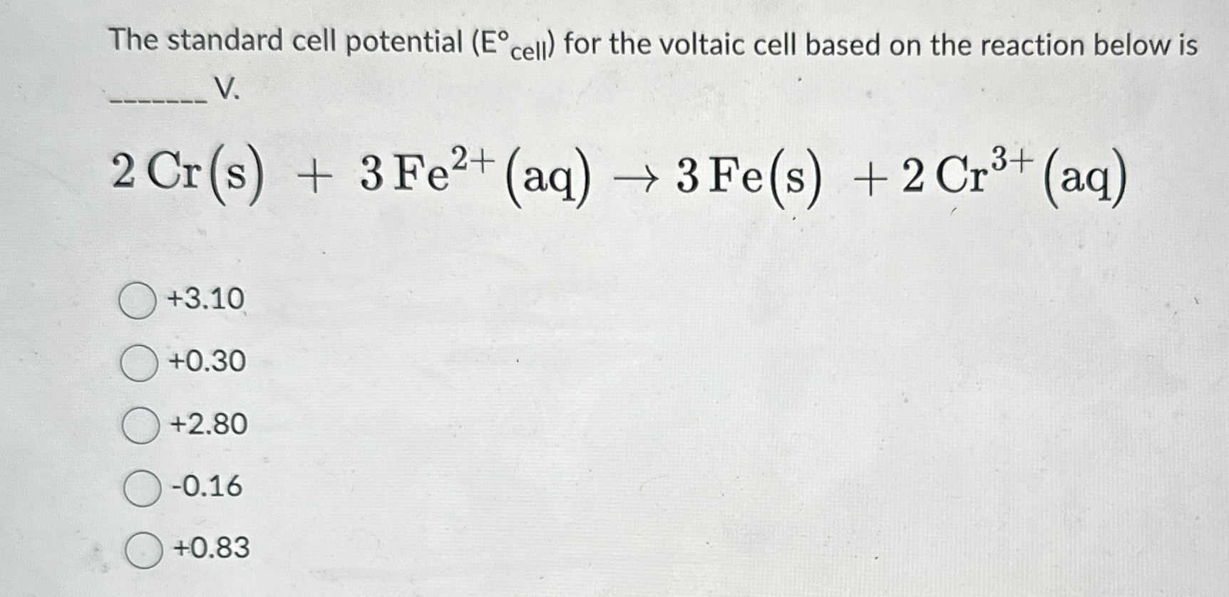 Solved The Standard Cell Potential Cell