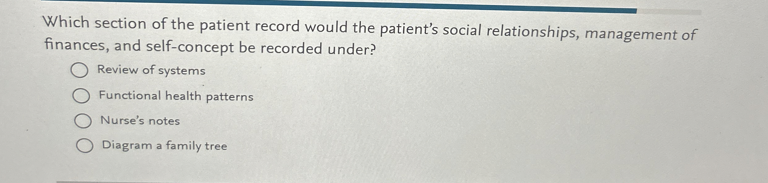 Solved Which section of the patient record would the | Chegg.com