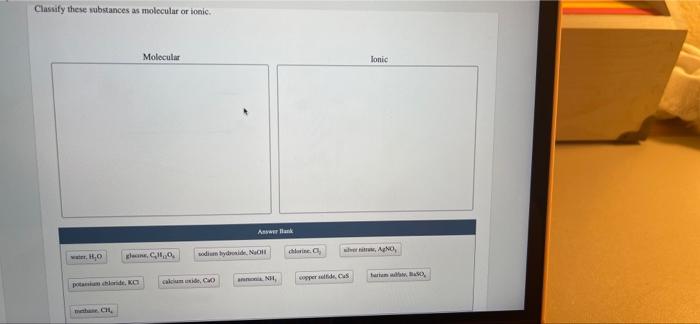 Solved Classify these substances as molecular or ionic. | Chegg.com