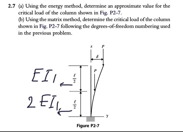 2.7 (a) Using the energy method, determine an | Chegg.com